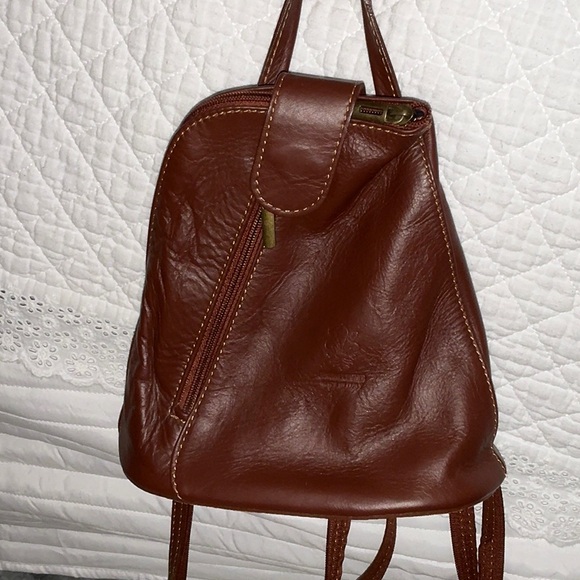 Vera Pelle | Bags | Vera Pelle Brown Leather Mini Backpack | Poshmark
